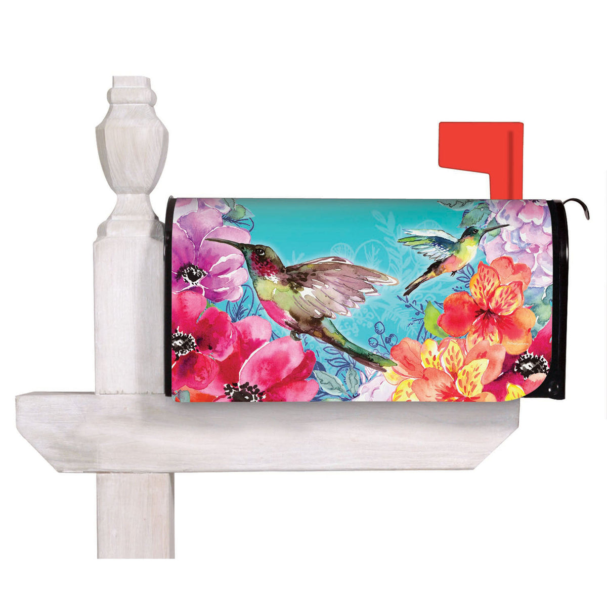Bright Flowers and Hummingbirds Mailbox Cover – Foxboro Fork in the ...