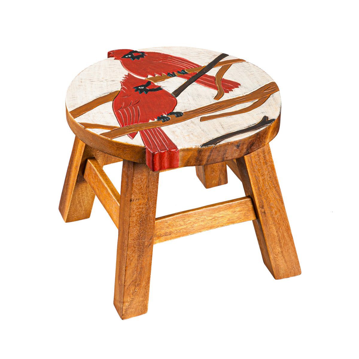 Hand-Carved Cardinal Acacia Wood Footstool – Foxboro Fork in the Road ...